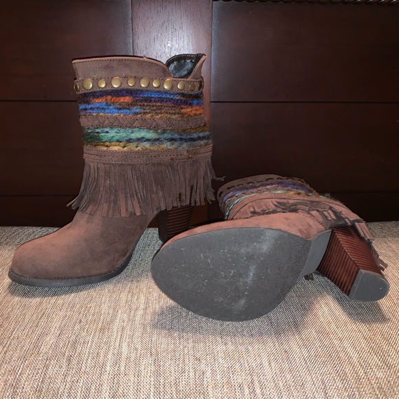 Shoes | Multi Colored Fringe Booties | Poshmark